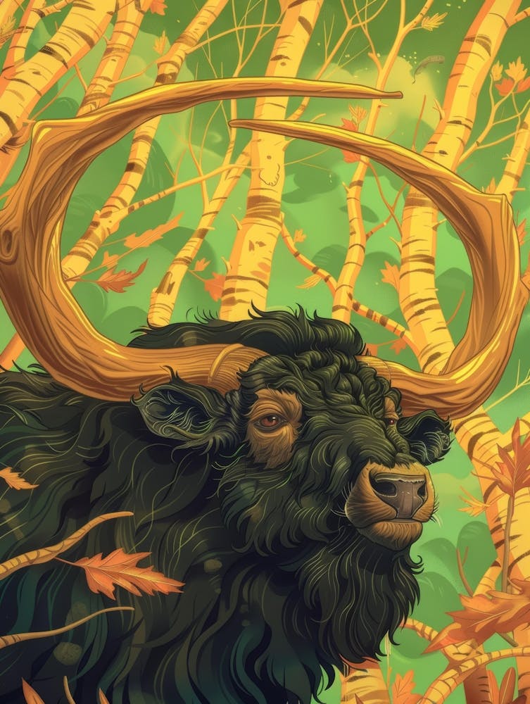 Yak In The Woods Art Print by Moving Clouds Art – Fy!