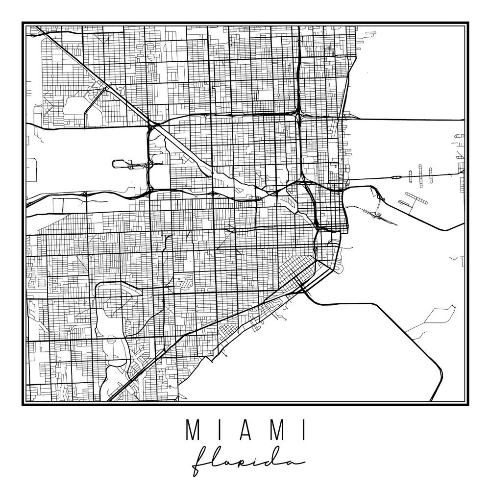 Miami Florida Street Map Art Print by Typologie Paper Co – Fy!