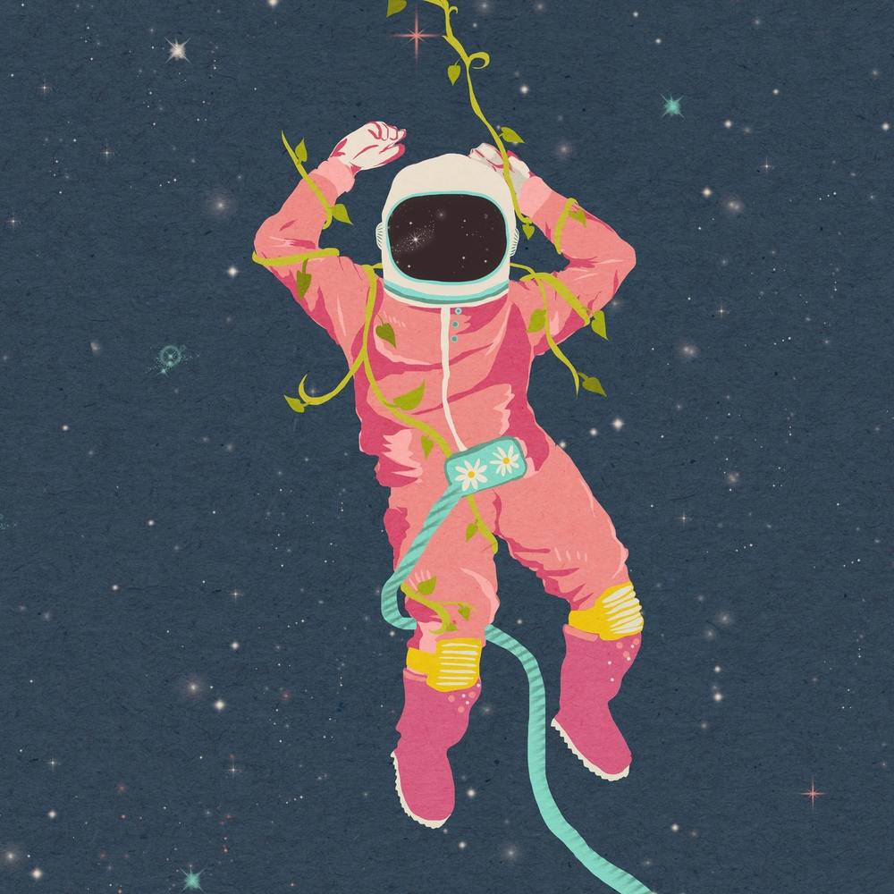 The Flying Astronaut Square Art Print by Laura Pee Illustration – Fy!
