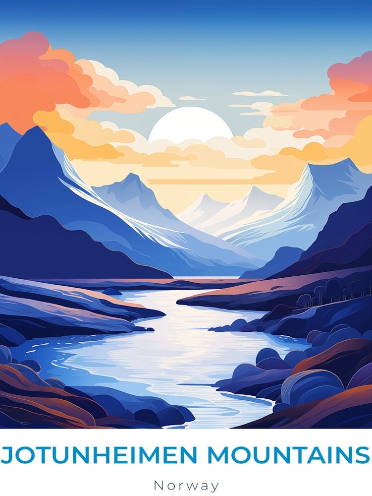 Norway Jotunheimen Mountains Travel Art Print by Anwir – Fy!