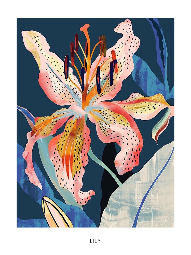 Colourful Flower Illustration Poster Lily 4 Art Print by Botanic Studio ...