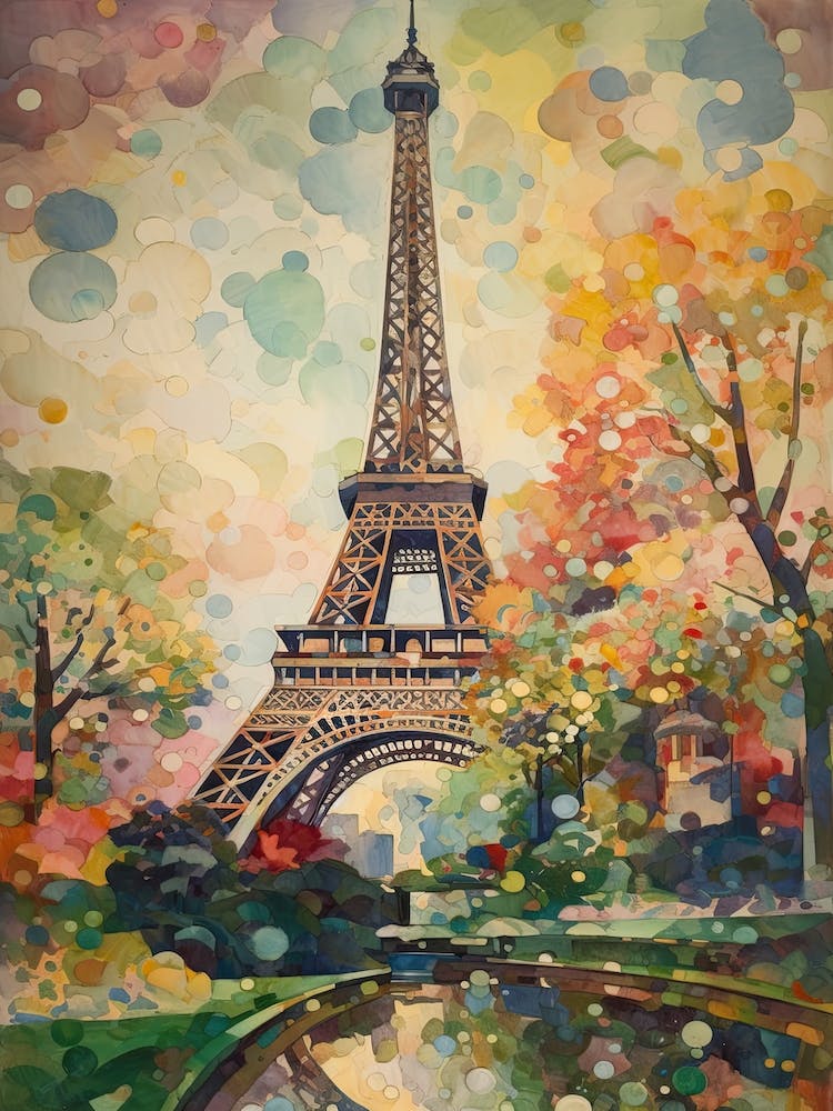 Eiffel Tower Paris France Paul Signac Style 14 Art Print by Fusion ...