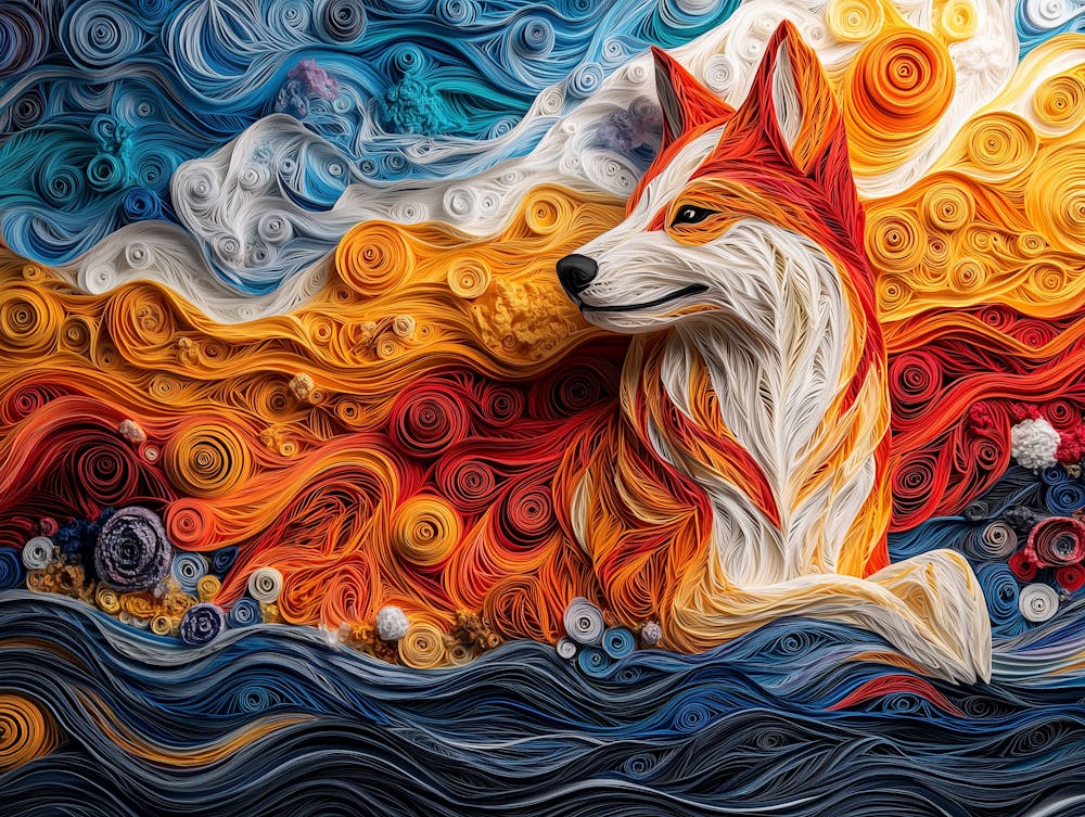 Japanese Akitainu Paper Quilling Dog Portrait Art Print by der Mumpitz ...