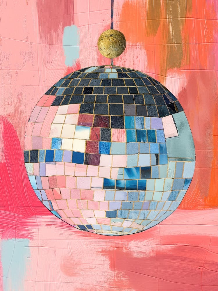 Preppy Disco Ball Pink Art Print by Banevici – Fy!