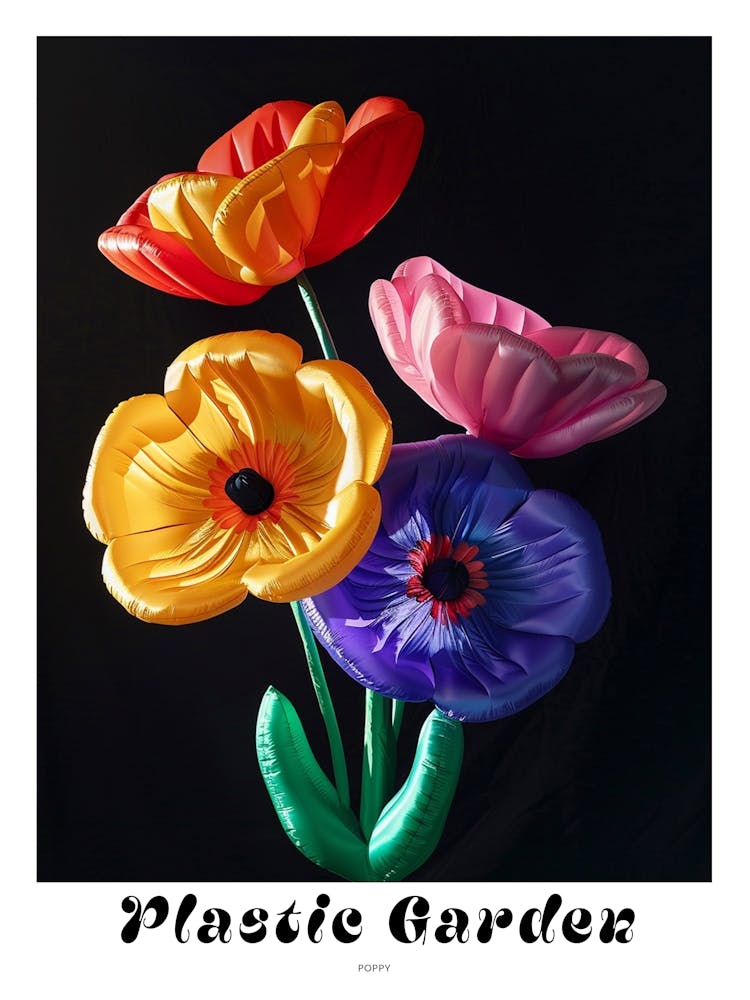 Bright Inflatable Flowers Poster Poppy 1 Art Print by Botanic Studio – Fy!