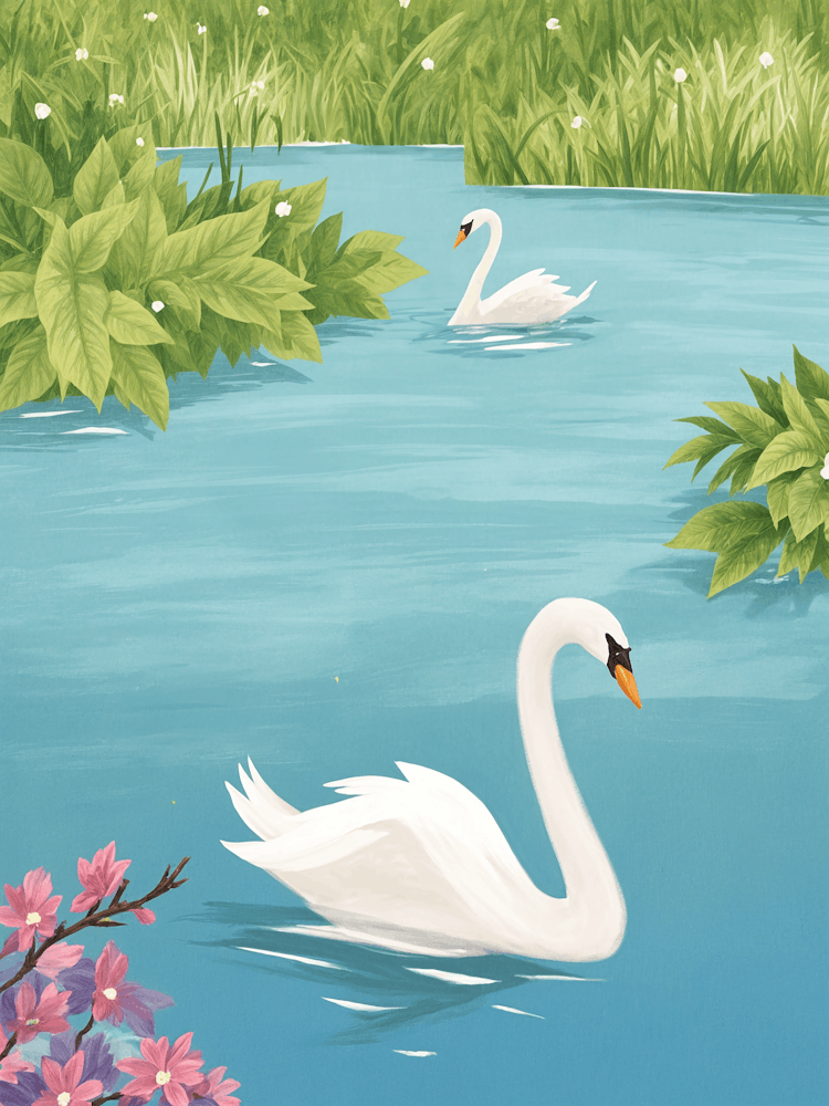 Two Swans no1 Art Print by Daydream Pacific – Fy!
