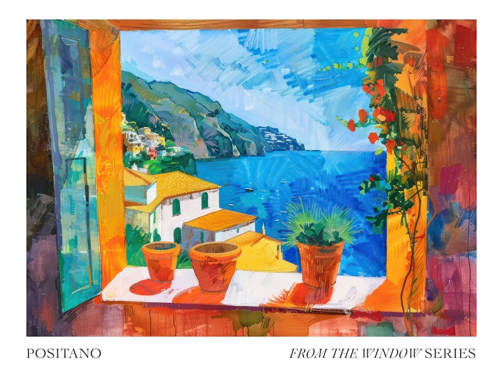 Positano From The Window Series Poster Painting 1 Art Print by Urban ...