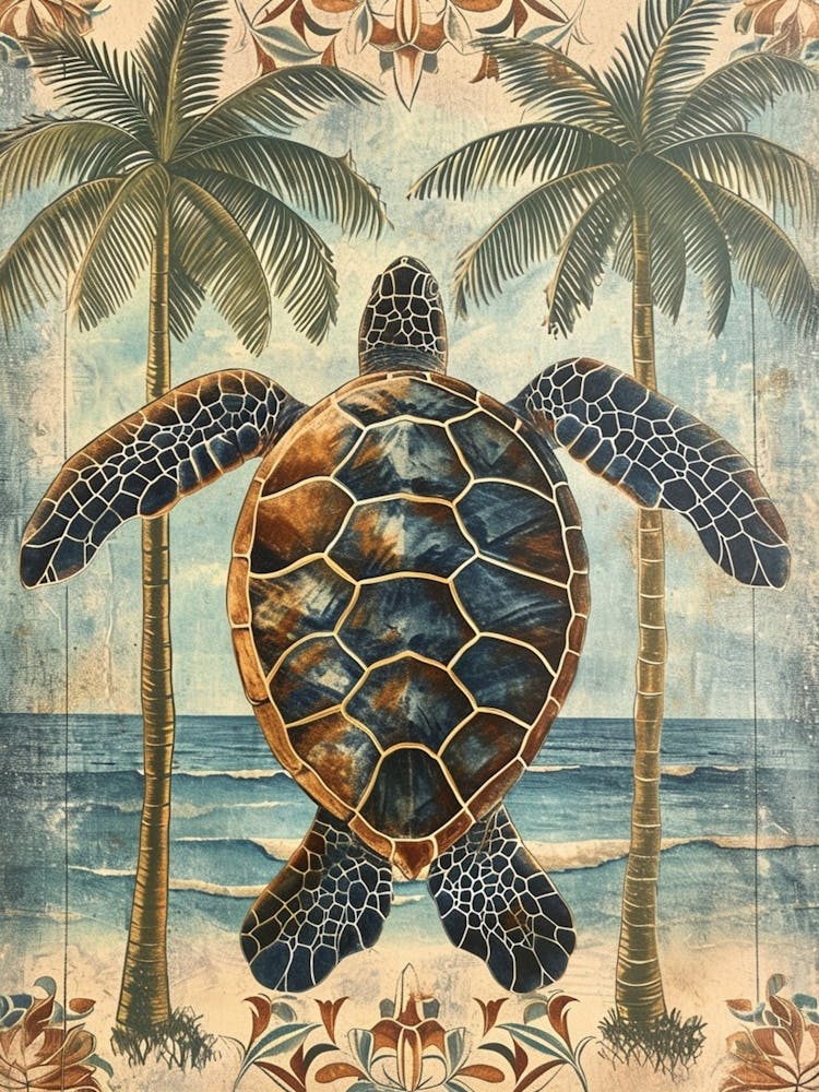 Palm Tree Sea Turtle Wallpaper Inspired 2 Art Print by Energy of the ...