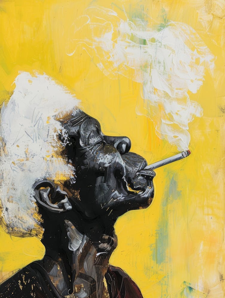 Woman Smokes A Cigarette Art Print by Moving Clouds Art – Fy!