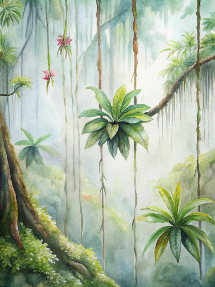 9 Rainforest Epiphytes Clinging To Tall Branches (1) Art Print by ...
