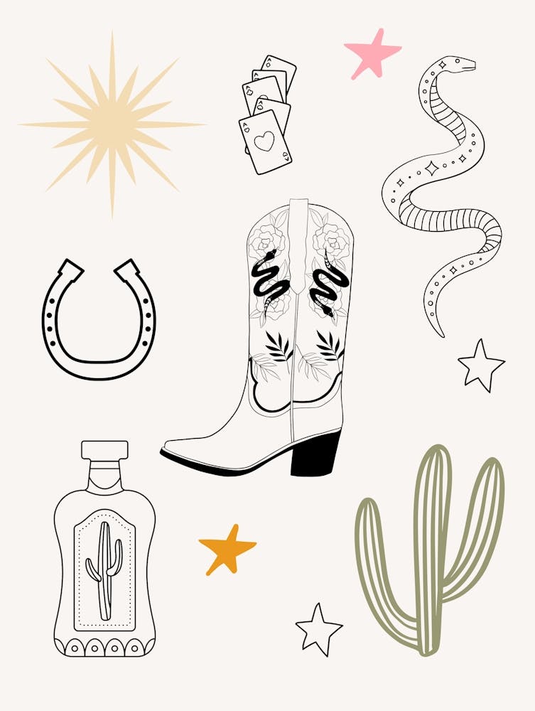 Western Line Drawing Art Print by The Western Collection – Fy!