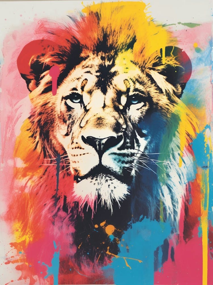 Lion Screen Print Inspired 2 Art Print by PopArt Pals – Fy!