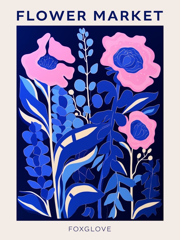 Blue Flower Market Poster Foxglove 4 Art Print by Botanic Studio – Fy!
