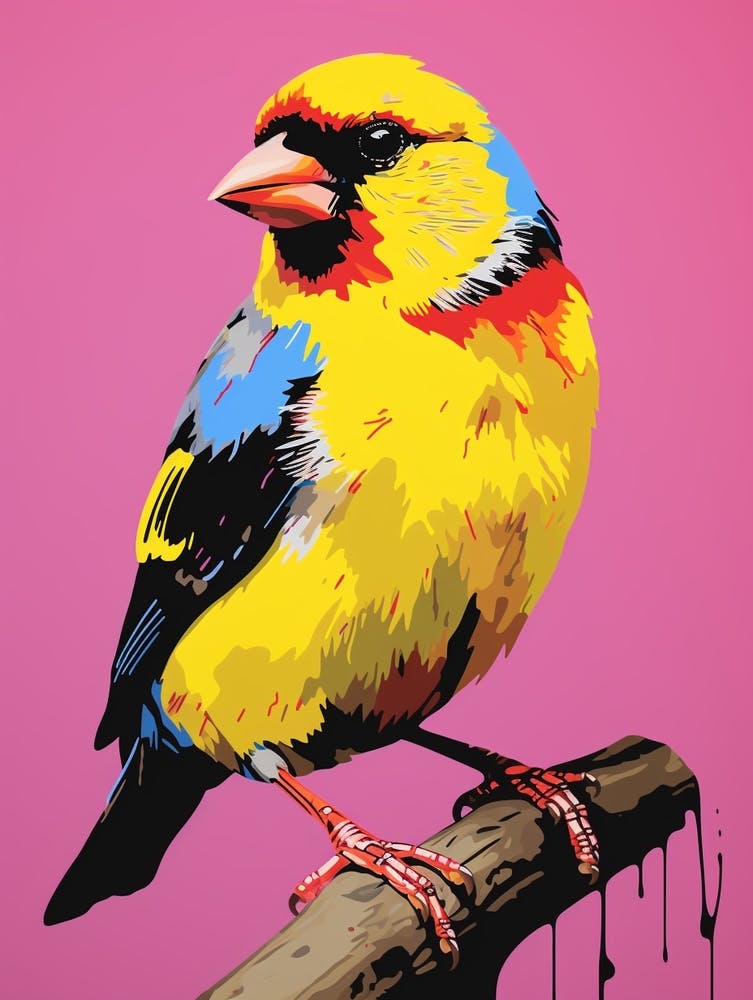 Andy Warhol Style Bird American Goldfinch 1 Art Print by Feathered Muse ...
