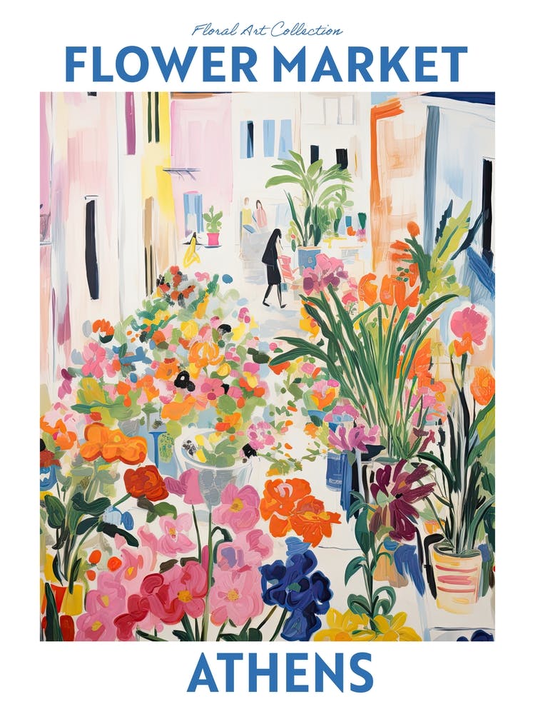 Athens Flower Market Floral Travel Print Plant Art Modern Style Art ...