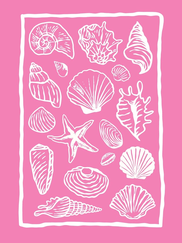 Seashells Hot Pink Art Print by April Lane Art – Fy!