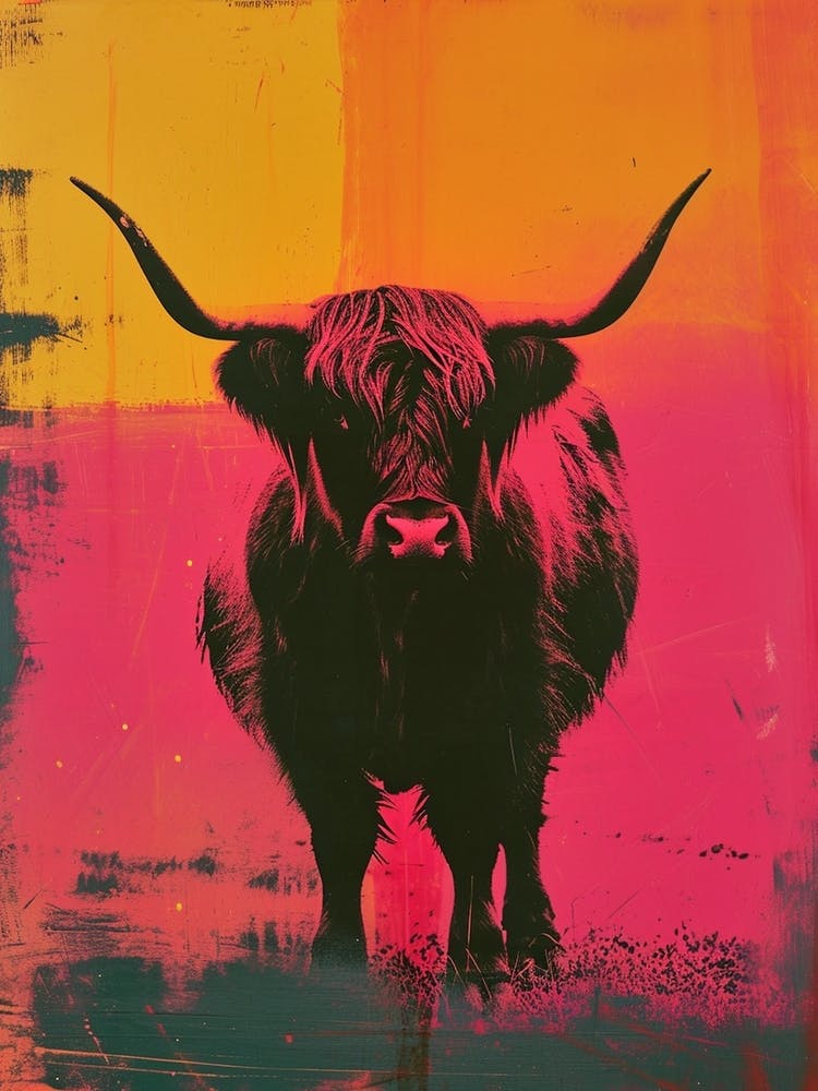 Highland Cow Polaroid Inspired 4 Art Print by Bubblegum Kitsch – Fy!