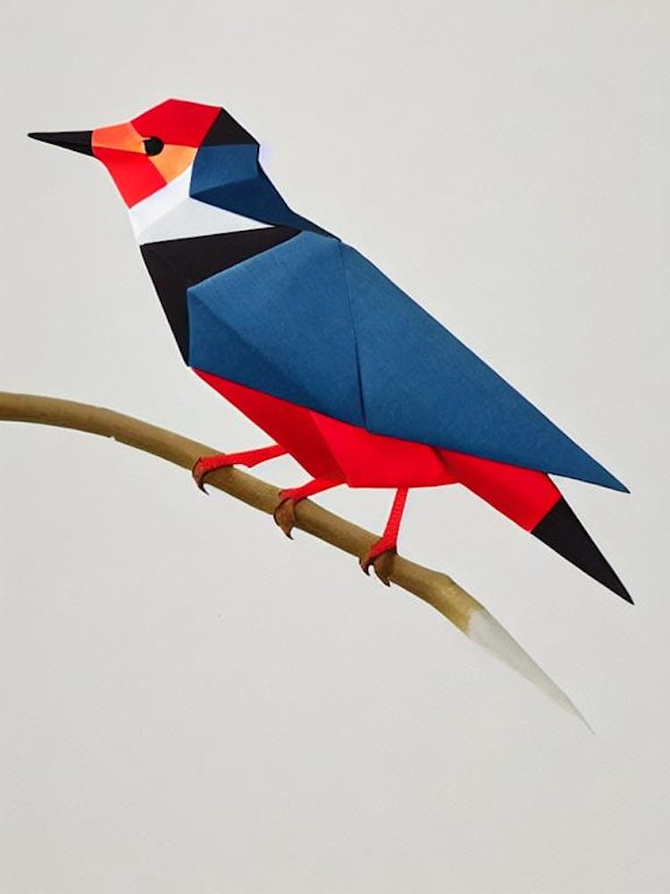 Woodpecker Origami Bird Art Print by Featherline – Fy!