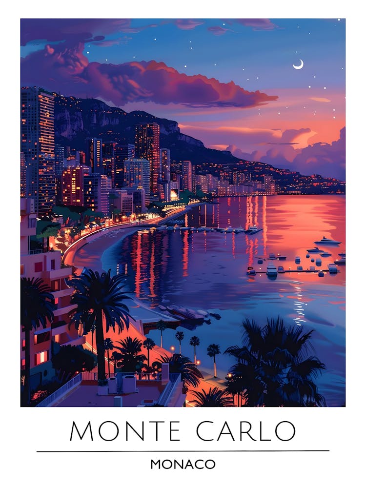 Monte Carlo At Sunset Art Print by Artistry Aloft – Fy!