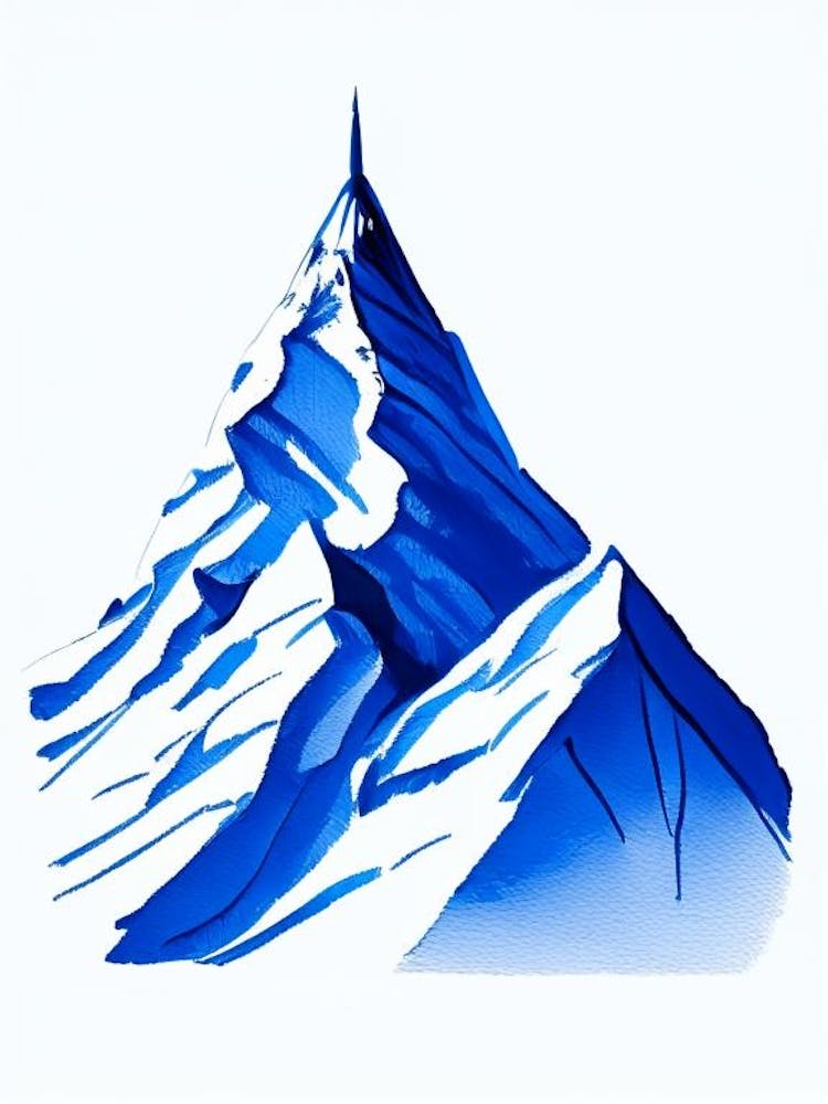 Mountain Peak 1 Symbol Blue And White Line Drawing Art Print by ...