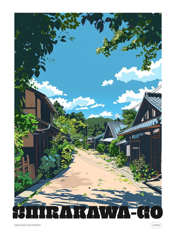 Shirakawa Go Japan 1 Colourful Travel Poster Art Print by Japan Journey ...