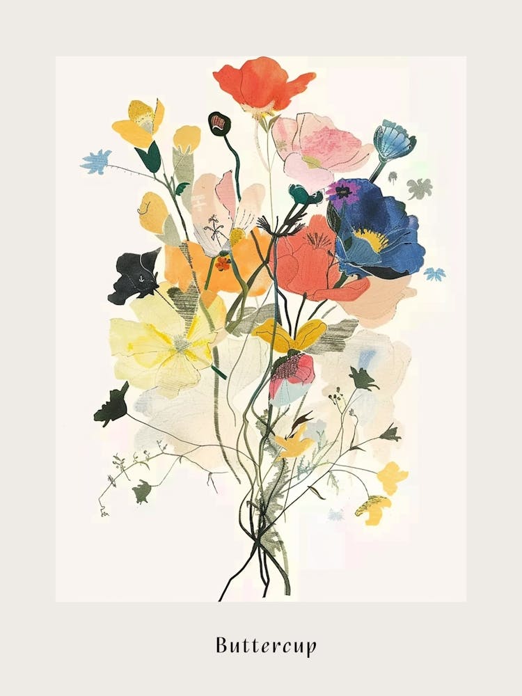 Buttercup Collage Flower Bouquet Poster Art Print by Fy!
