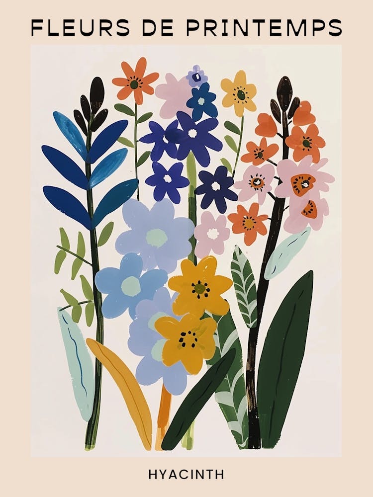 Spring Floral French Poster Hyacinth 2 Art Print by Botanic Studio – Fy!