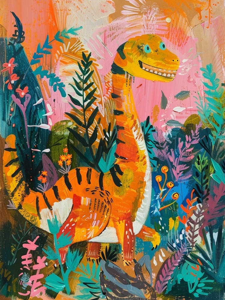 Abstract Tiger Dinosaur Painting Art Print by Dino Delights – Fy!