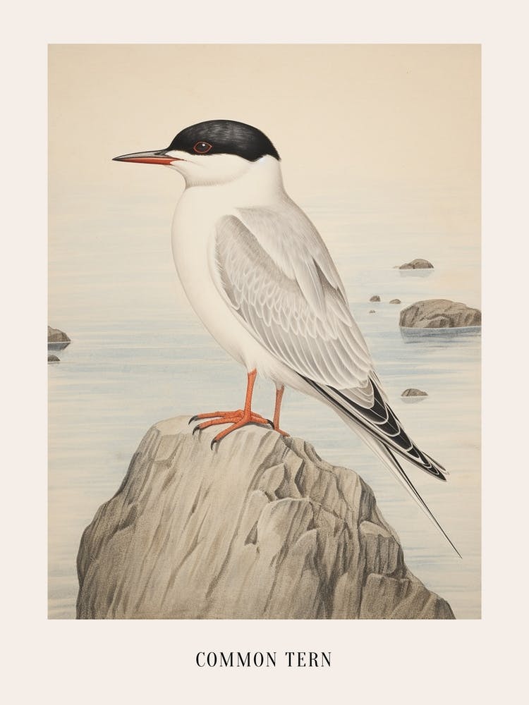 Vintage Bird Drawing Common Tern 1 Poster Art Print by Feathered Muse – Fy!