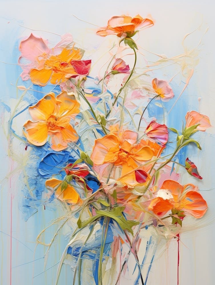 Abstract Flower Painting Flax Flower 2 Art Print by Botanic Studio – Fy!