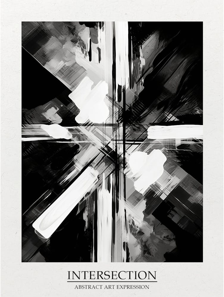 Intersection Abstract Black And White 8 Poster Art Print by Abstract ...