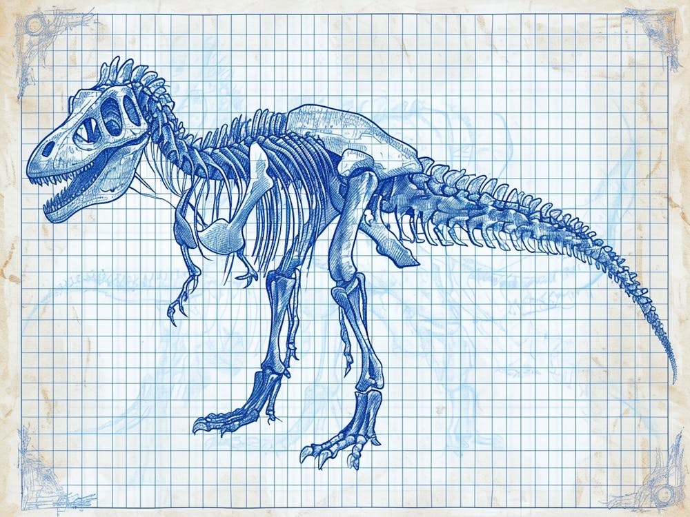 Nodosaurus Dinosaur Skeleton Blueprint Art Print by Dino Delights – Fy!