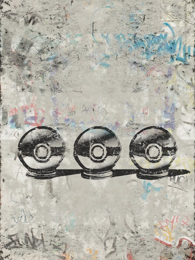 Monochrome Graffiti style Poke Balls Art Print by Grumpy Owl – Fy!