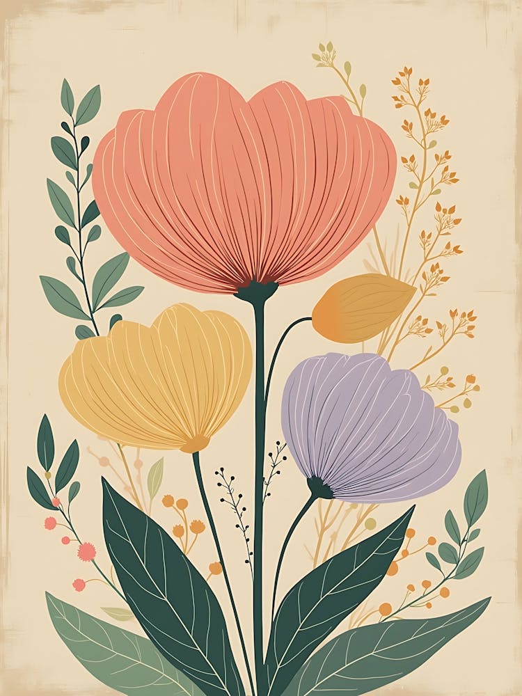 Soothing Pastel Flower Bouquet Art Print by Tone Prints – Fy!