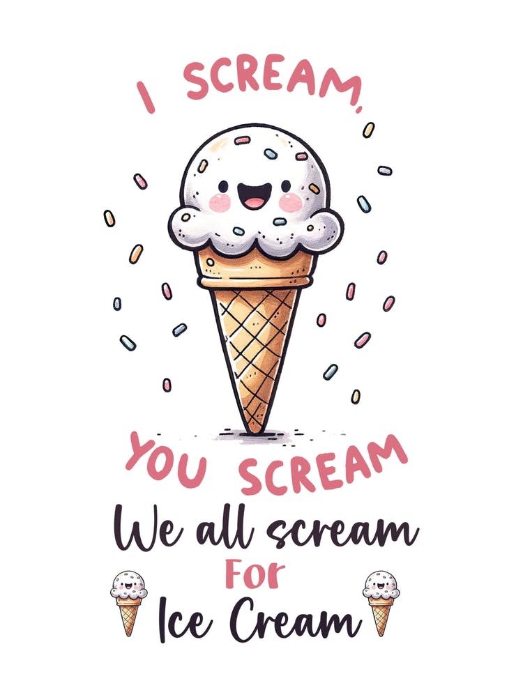 I Scream You Scream Cute Icecream Funny Quote Art Print by Mister ...