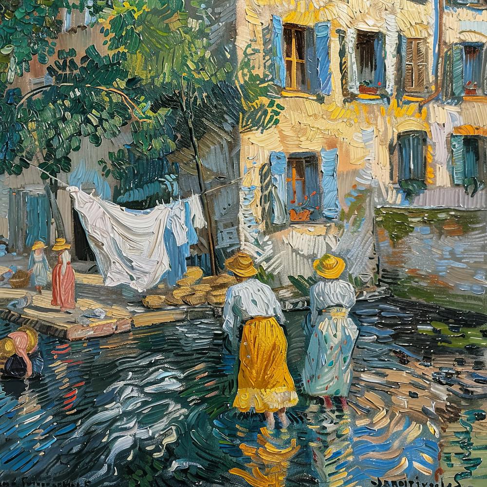 Van Gogh Style: Laundry Day at the Rhone Series Art Print by David ...
