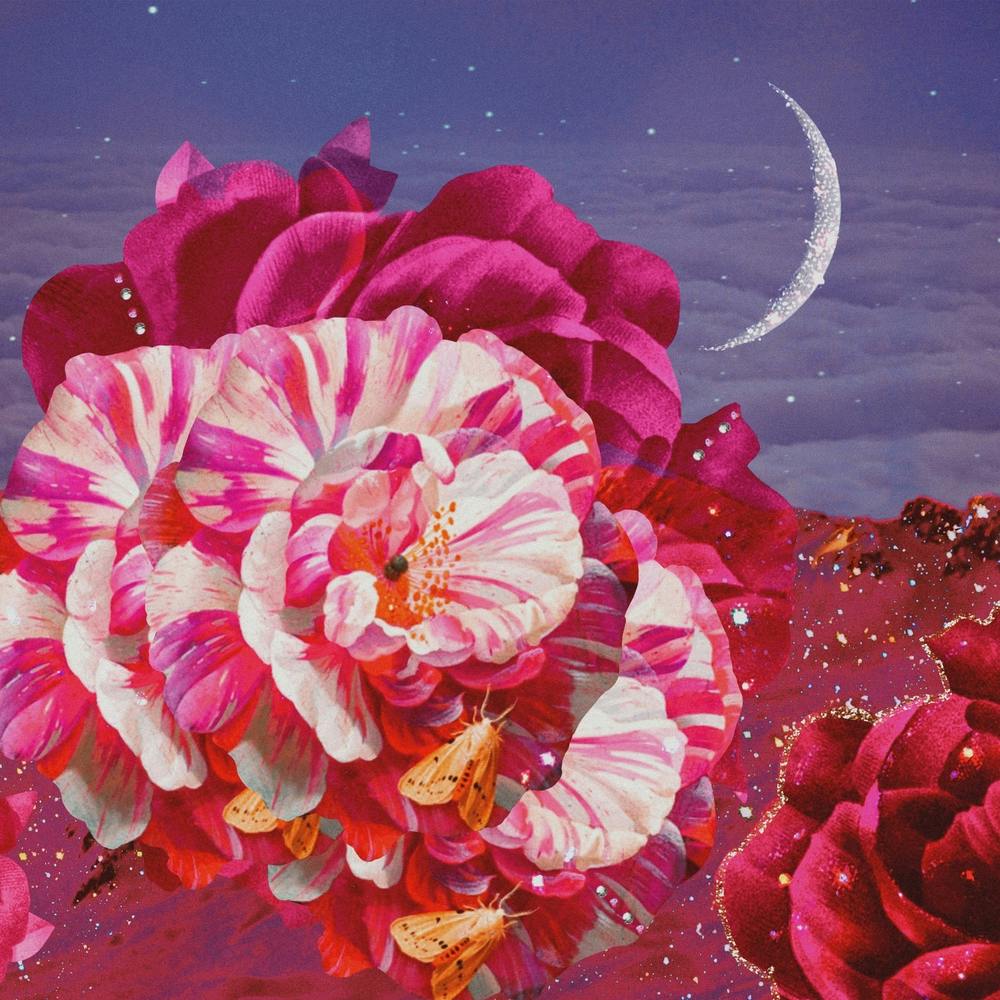 Dreamy Peony Sparkly Collage Square Art Print by Collage Art by Hana ...