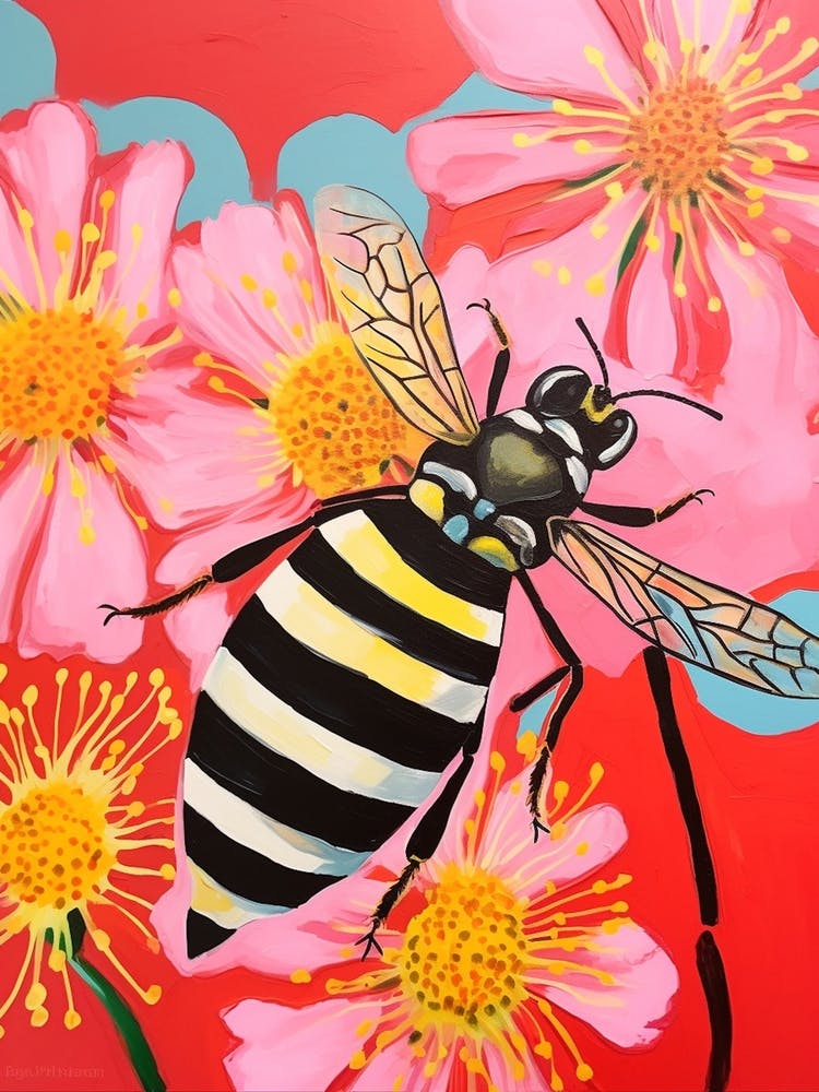 Colour Burst Floral Bees 2 Art Print by PopArt Pals – Fy!