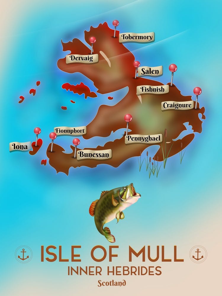 Isle Of Mull map Art Print by Nicks emporium – Fy!