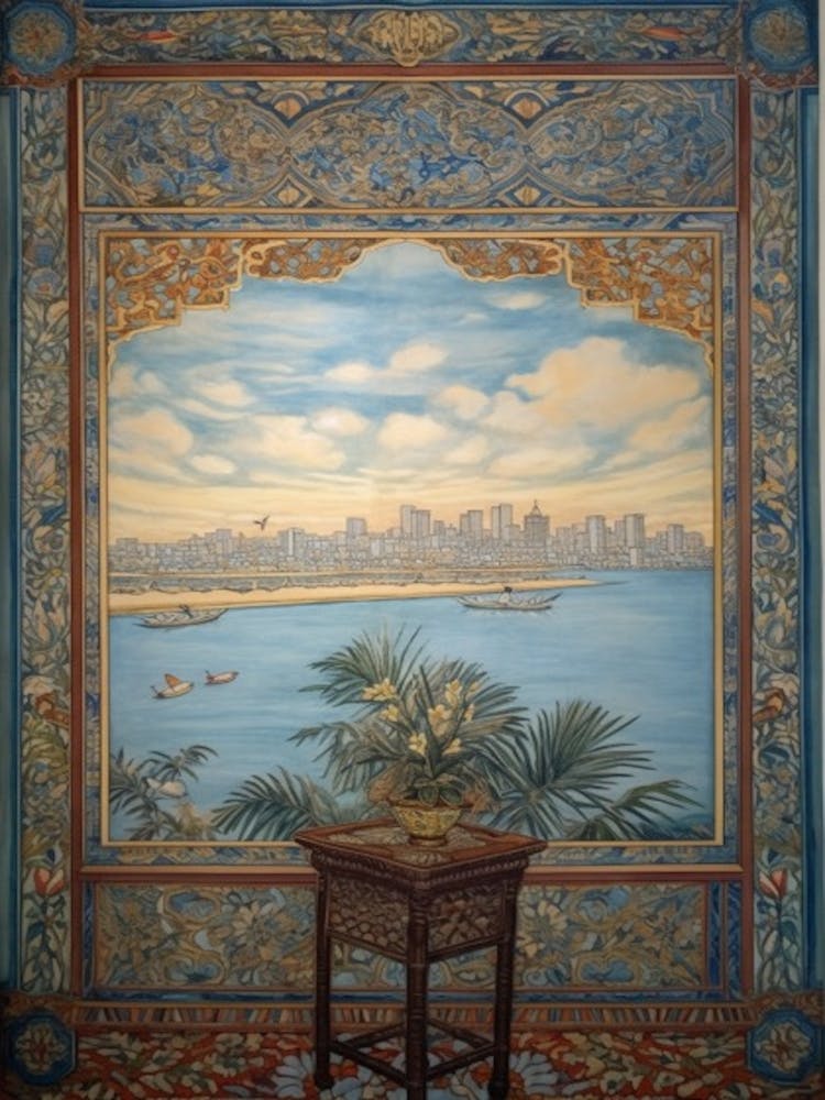 Window View Of Dubai United Arab Emirates In The Style Of William ...