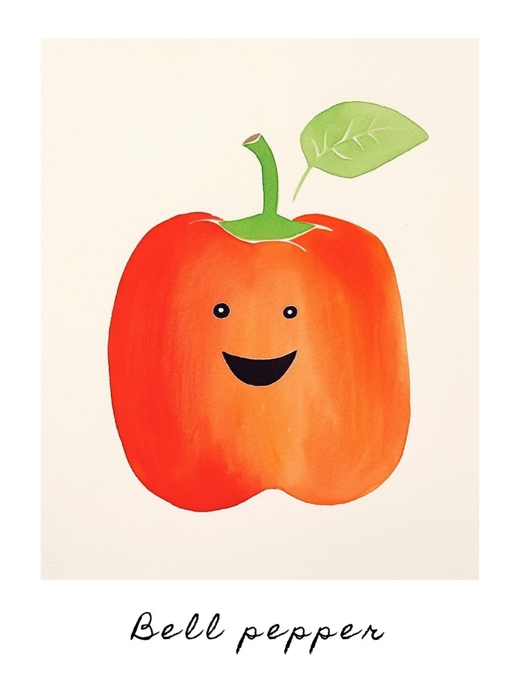 Friendly Kids Bell Pepper 3 Poster Art Print by Scribble Studio – Fy!