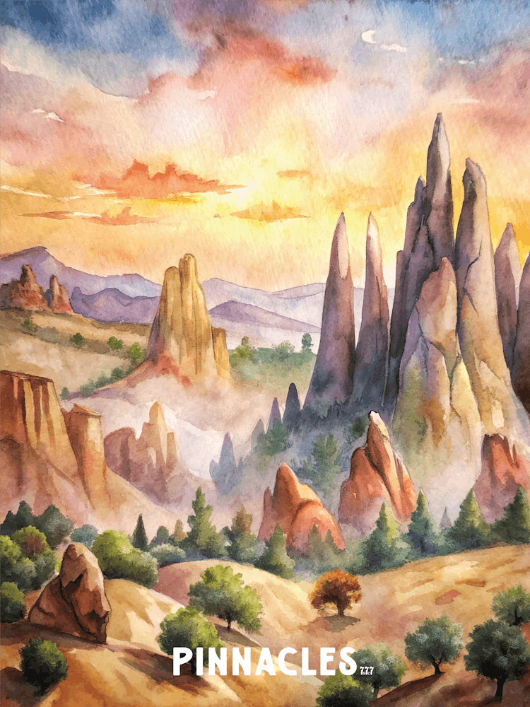 Pinnacles National Park Watercolor Painting Art Print by Vintagety – Fy!