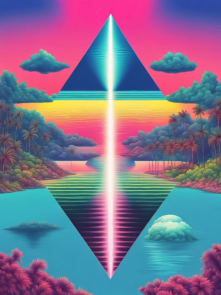 Tropic Triangles Psychedelic Vaporwave Art Print by Cypherorb – Fy!