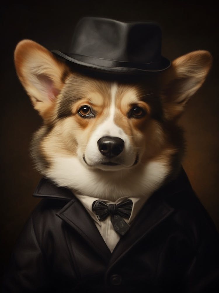 Gangster Dog Pembroke Welsh Corgi 2 Art Print by Woof and Whiskers – Fy!