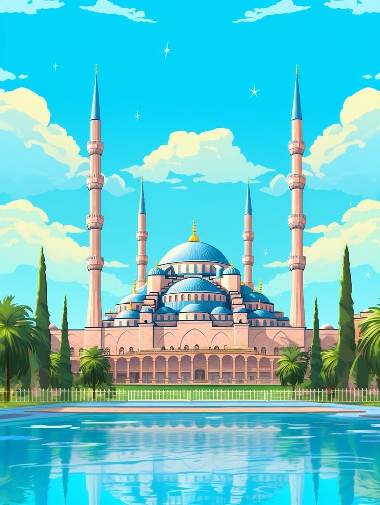 Blue Mosque Sultan Ahmed Mosque Pixel Art 7 Art Print by PixelPerfect – Fy!