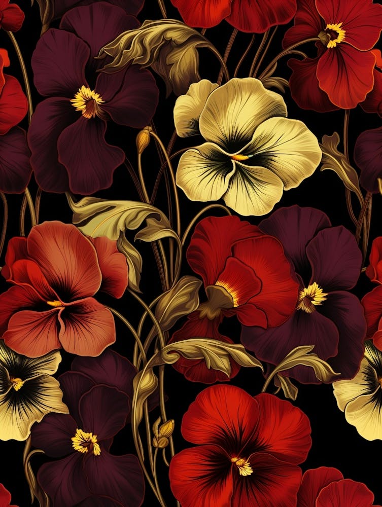 Viola William Morris Style Winter Florals Art Print by Bon Hiver Prints ...