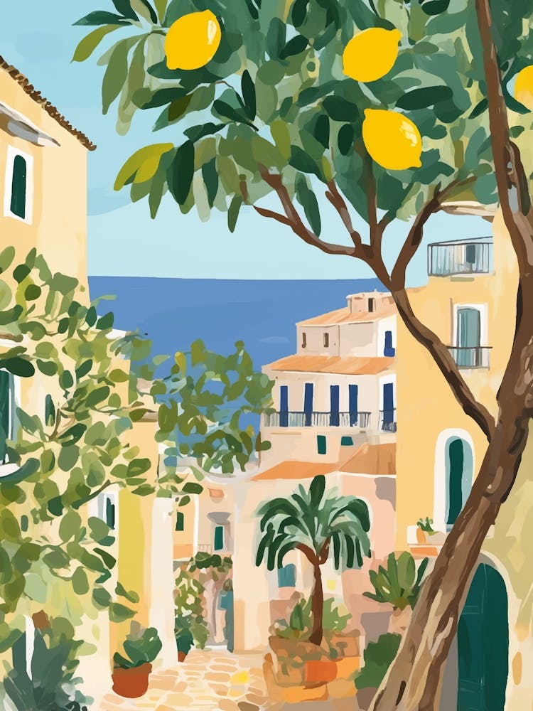 Lemon Tree Mediterranean Landscape Art Print by Palmito – Fy!