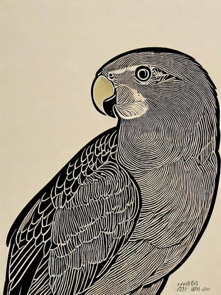 Parrot 2 Linocut Bird Art Print by Featherline – Fy!