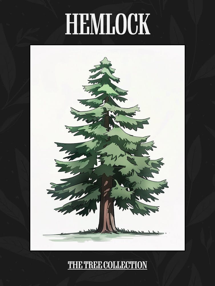 Hemlock Tree Pixel Illustration 2 Poster Art Print by Bough And Bloom ...