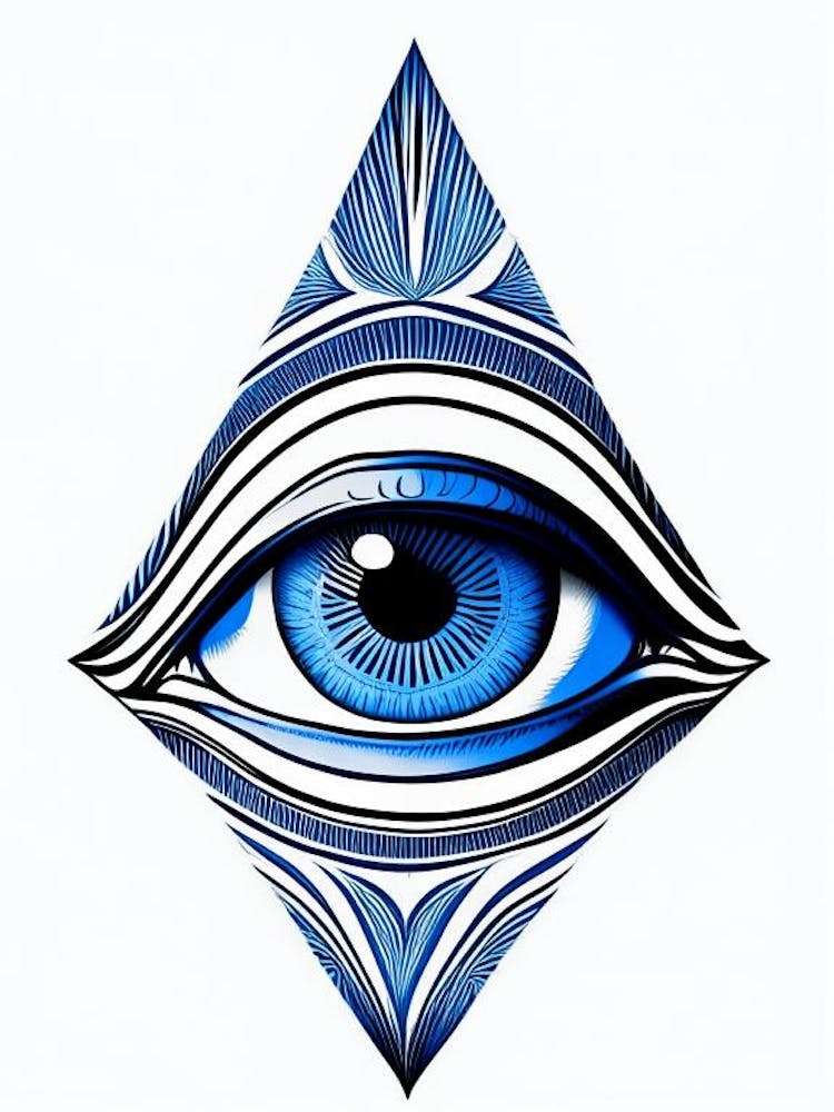 Celestial Eye, Symbol, Third Eye Blue & White 4 Art Print by Symbolic ...